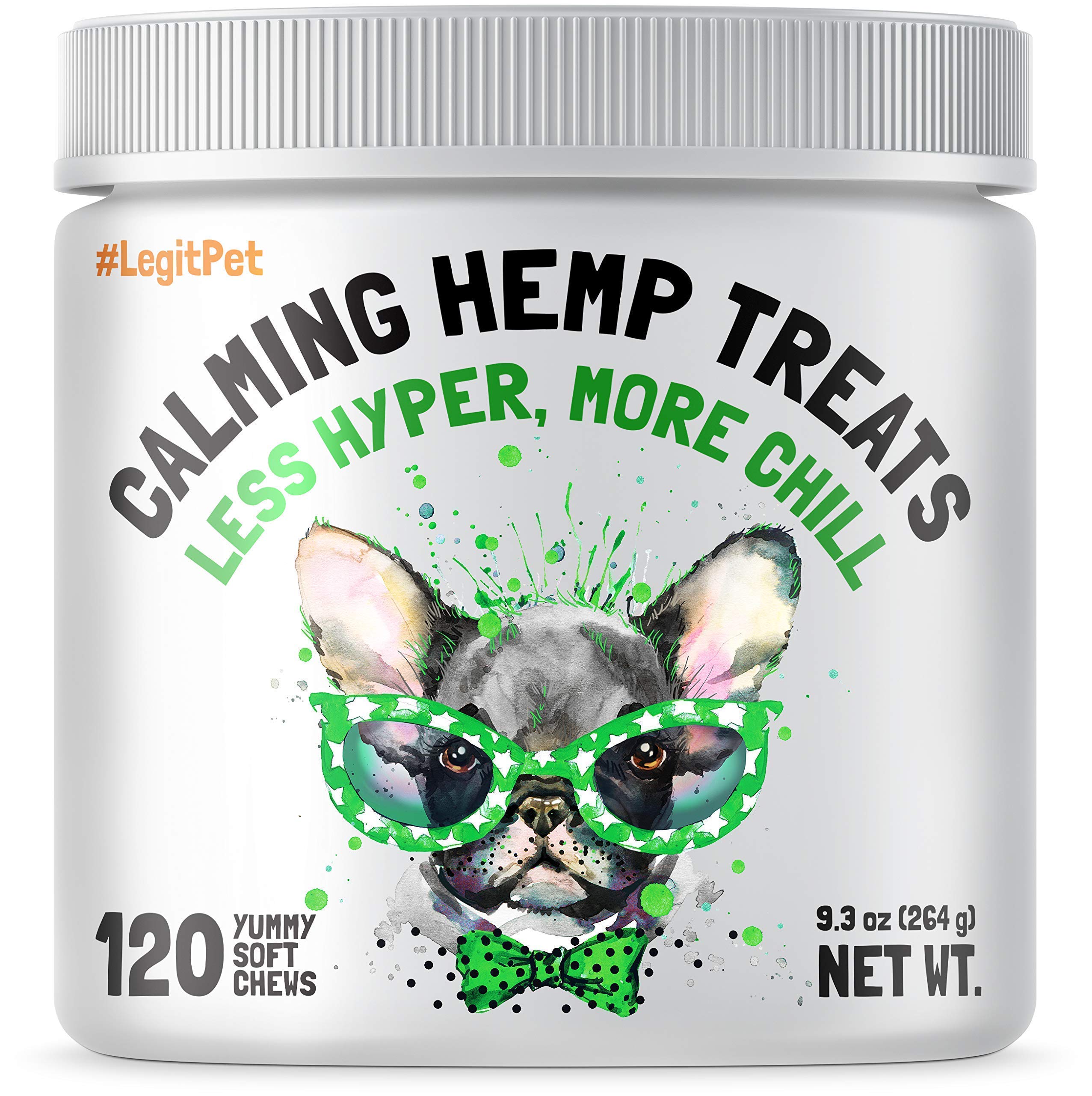 LEGITPET Calming Hemp Treats for Dogs 120 Soft Chews and Probiotics for Dogs with Natural Digestive Enzymes 120 Soft Chews Bundle - Made in USA