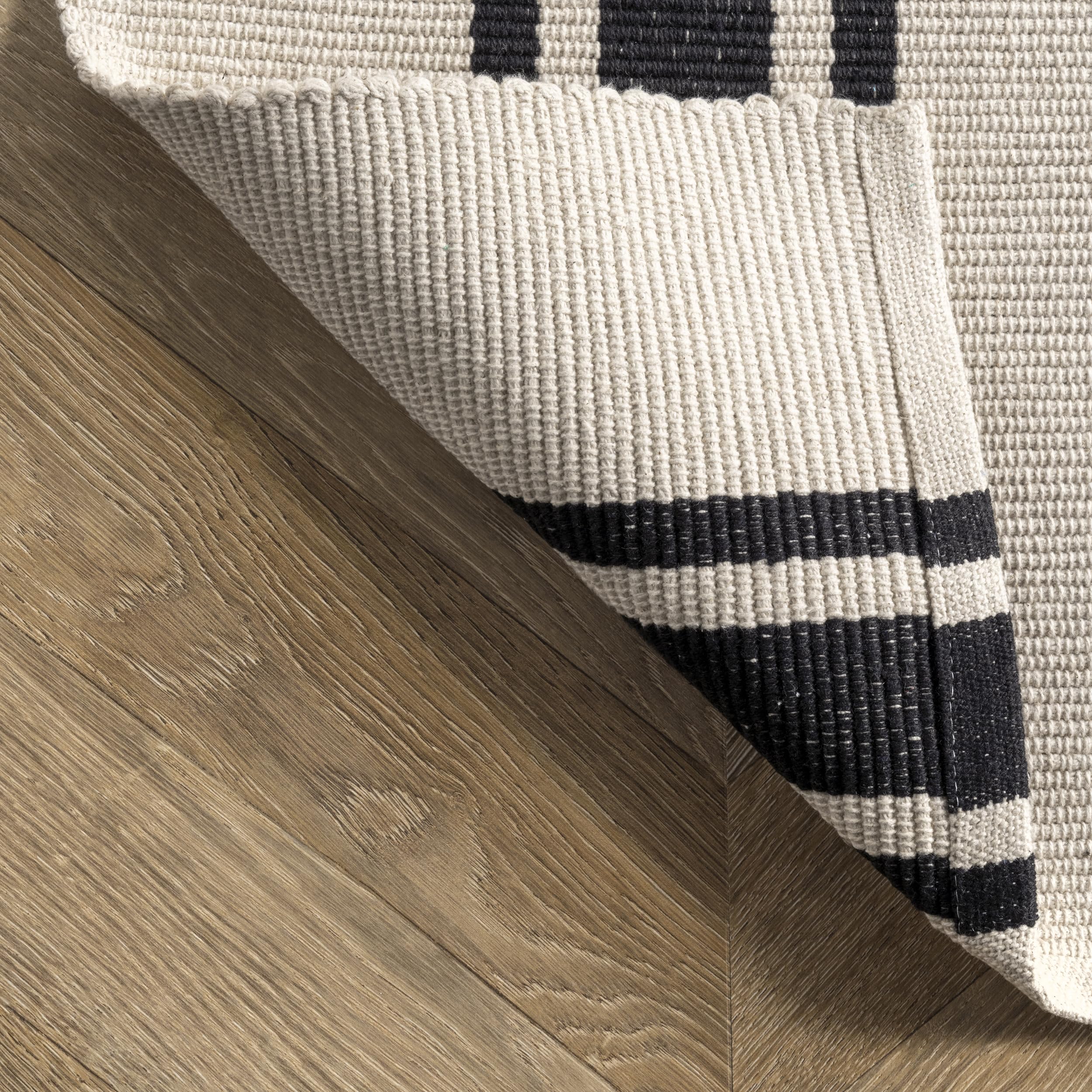 nuLOOM Clarissa Cotton Flatweave Casual Stripe Area Rug, 6x9, Ivory