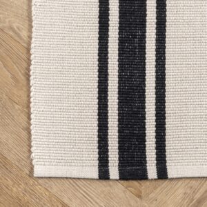 nuLOOM Clarissa Cotton Flatweave Casual Stripe Area Rug, 6x9, Ivory