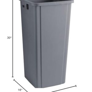 PRO&Family 92 Qt. / 23 Gallon / 87 Liters Gray Square Trash Can. Trash Bin Kitchen Garbage Can Waste Basket Recycle Bin