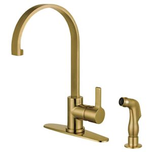 kingston brass ls8713ctlsp continental kitchen faucet, brushed brass