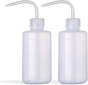 donstraw wash bottle 2pcs 250ml/8oz safety bottles watering tools, economy plastic squeeze with narrow mouth scale labels for medical succulent cleaning washing