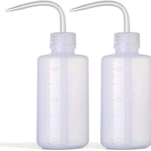 DONSTRAW Wash Bottle 2pcs 250ml/8oz Safety Bottles Watering Tools, Economy Plastic Squeeze with Narrow Mouth Scale Labels for Medical Succulent Cleaning Washing