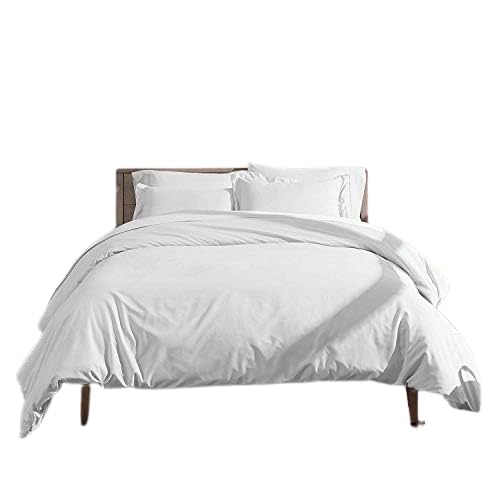 S.V. CREATIONS Sumptuous Slumber: Egyptian Cotton White Duvet Cover Set for Twin Beds with Zipper Closer (1000-TC)