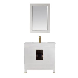 Altair Design Jackson 36" Carrara White Stone Countertop Single Vanity w/Mirror Royal Blue