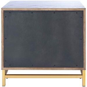 SAFAVIEH NST6401B, 23" W x 16" L x 21.5" H, Walnut/Brass