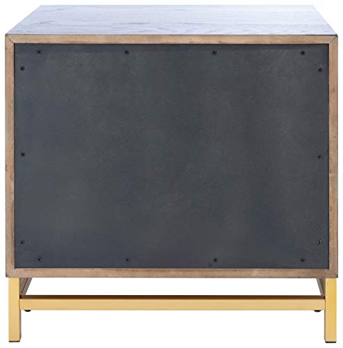 SAFAVIEH NST6401B, 23" W x 16" L x 21.5" H, Walnut/Brass