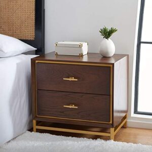 safavieh nst6401b, 23" w x 16" l x 21.5" h, walnut/brass