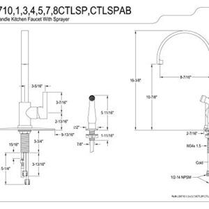 Kingston Brass LS8713CTLSP Continental Kitchen Faucet, Brushed Brass