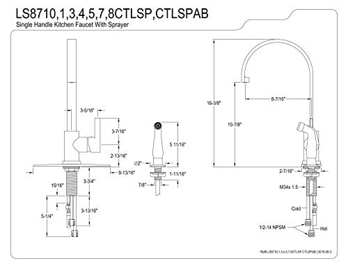 Kingston Brass LS8713CTLSP Continental Kitchen Faucet, Brushed Brass