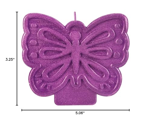 Flutter Purple Glitter Candle - 3.2", 1 Piece - Enchanting Decorative Candle for Home Accents & Special Occasions