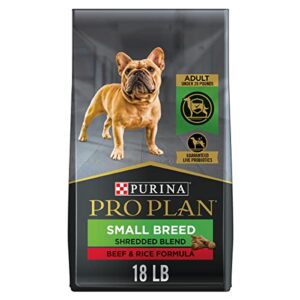 purina pro plan high protein small breed dog food, shredded blend beef & rice formula - 18 lb. bag