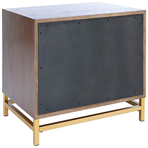 SAFAVIEH NST6401B, 23" W x 16" L x 21.5" H, Walnut/Brass