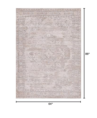 Rugs.com Oregon Collection Rug – 8' x 11' Ivory Low-Pile Rug Perfect for Living Rooms, Large Dining Rooms, Open Floorplans