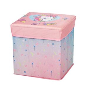 Idea Nuova JoJo Siwa Believe in Your Dreams Unicorn 3 Piece Collapsible Storage Set with Collapsible Ottoman, Bin and Figural Dome Pop Up Hamper, Pink