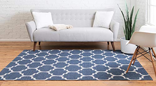 Rugs.com Georgia Collection Rug – 7' x 10' Navy Blue Flatweave Rug Perfect for Living Rooms, Large Dining Rooms, Open Floorplans