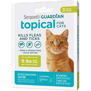 Sergeant's Guardian Flea & Tick Squeeze On Topical Cats 6lbs and Over., 3 Count