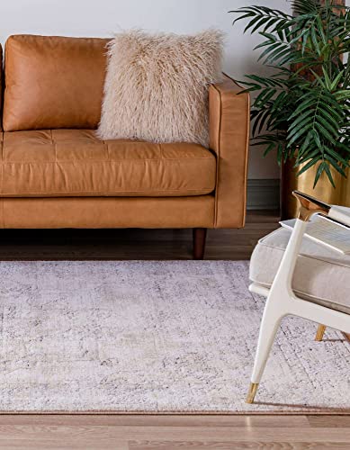 Rugs.com Oregon Collection Rug – 8' x 11' Ivory Low-Pile Rug Perfect for Living Rooms, Large Dining Rooms, Open Floorplans