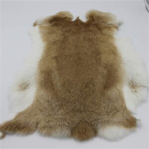 natural yellow tan rabbit fur pelt hide (10" by 14" with sewing quality leather - soft professionally tanned craft grade 1pcs