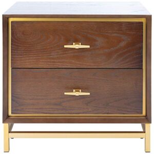 SAFAVIEH NST6401B, 23" W x 16" L x 21.5" H, Walnut/Brass