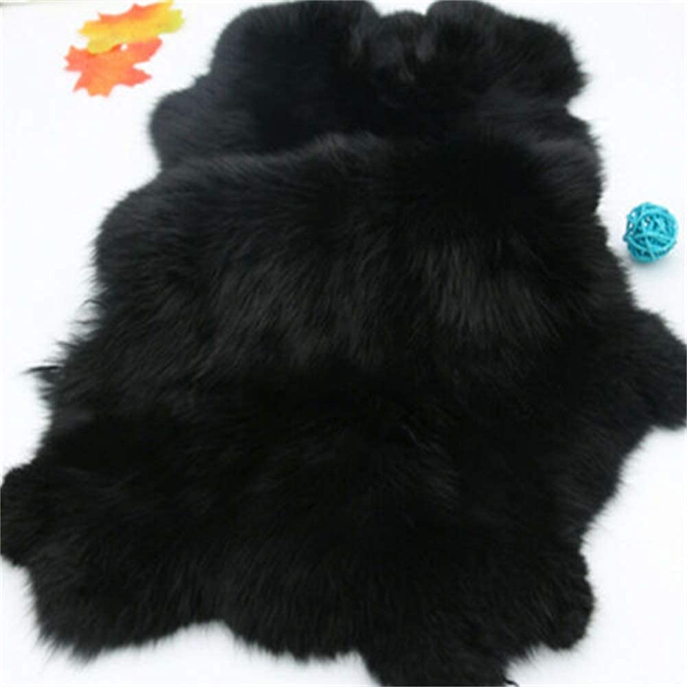 Natural Rabbit Fur Pelt Craft Grade Rabbit Pelts 10" by 14" Sewing Quality Leather Rug Blanket,Dye Black,1 Pack