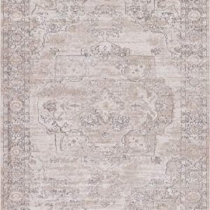 Rugs.com Oregon Collection Rug – 8' x 11' Ivory Low-Pile Rug Perfect for Living Rooms, Large Dining Rooms, Open Floorplans