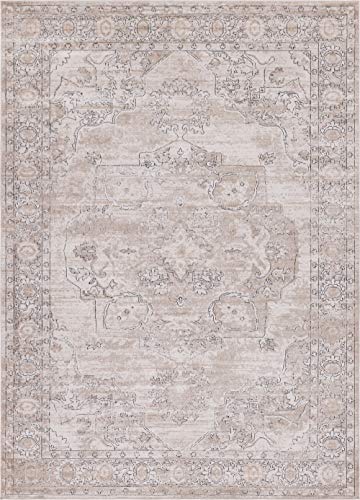 Rugs.com Oregon Collection Rug – 8' x 11' Ivory Low-Pile Rug Perfect for Living Rooms, Large Dining Rooms, Open Floorplans