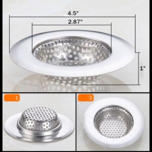 (Set of 6) 4.5 Inches Outer 2.75 Inches Inner Heavy Duty Steel Sink Strainers Drain Bath Kitchen Sink