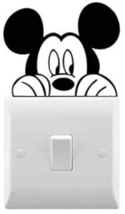 mickey mouse wall decal peeking vinyl sticker pack (2 pack) - 3.5x3.5 inches - disney mickey mouse wall bathroom room décor sticker decal - for light switch car truck van window bumper laptop tablet