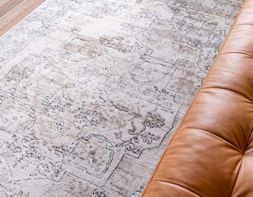 Rugs.com Oregon Collection Rug – 8' x 11' Ivory Low-Pile Rug Perfect for Living Rooms, Large Dining Rooms, Open Floorplans