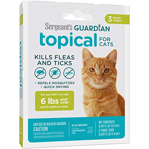 Sergeant's Guardian Flea & Tick Squeeze On Topical Cats 6lbs and Over., 3 Count