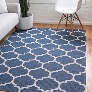 Rugs.com Georgia Collection Rug – 7' x 10' Navy Blue Flatweave Rug Perfect for Living Rooms, Large Dining Rooms, Open Floorplans