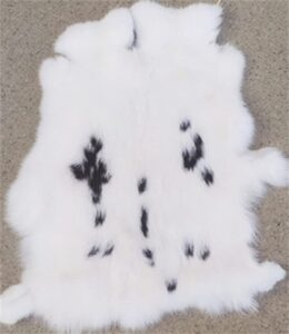 natural spotted color rabbit fur pelt hide(10" by 12" with sewing quality leather) - soft professionally tanned 1pcs