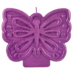 flutter purple glitter candle - 3.2", 1 piece - enchanting decorative candle for home accents & special occasions