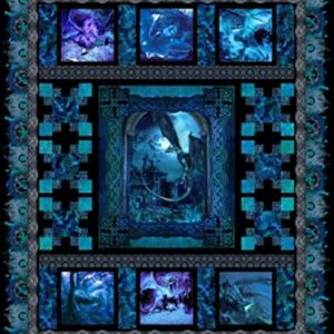 In The Beginning Dragons - Digital by Jason Yenter Blue Fury Dragon Quilt KIT