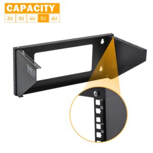 RIVECO 5U Wall Mount Vertical Rack Network Bracket Firm Constructed Easy Assembly Narrow Space Mounting Racks for AV & Stereo Equipment Black