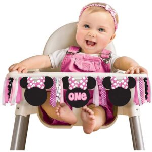 deluxe minnie mouse forever high chair decoration - 38"(1 set) - standout eye-catching design, premium quality & easy setup - perfect for any event