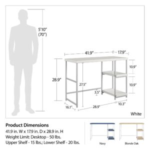 REALROOMS Kimberly Desk with Reversible Shelves, Navy