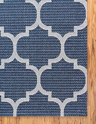 Rugs.com Georgia Collection Rug – 7' x 10' Navy Blue Flatweave Rug Perfect for Living Rooms, Large Dining Rooms, Open Floorplans