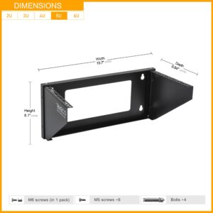 RIVECO 5U Wall Mount Vertical Rack Network Bracket Firm Constructed Easy Assembly Narrow Space Mounting Racks for AV & Stereo Equipment Black