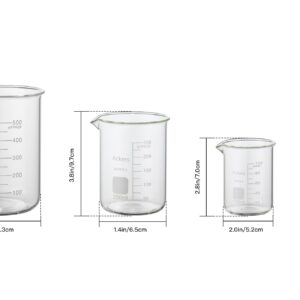 Ackers Boro3.3,Griffin Low Form Scientific Glass Beaker Set-25ml,50ml,100ml,200ml,250ml,400ml,500ml,1000 mL (Pack of 8) 丨4 Stirring Rods