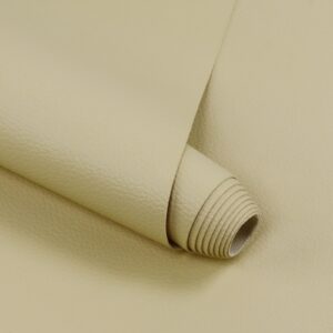 car elements vinyl leather fabric marine waterproof material 55" w×36" l upholstery synthetic leather sheets 0.6mm thick anti-uv,non-peeling for car furniture sofa boat replacement renovater, beige