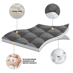 Extra Thick Mattress Topper King Size, Down Alternative Fill Plush Mattress Pad Cover Topper, Cooling Pillow Top with 8-21Inch Deep Pocket, Dark Grey4