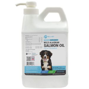 max and neo 100% pure wild caught alaskan salmon oil for dogs and cats - we donate one for one to dog rescues for every bottle sold (64 oz)