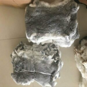 Natural Grey Rabbit Fur Pelt (10" by 14" with Sewing Quality Leather) - Soft Professionally Tanned 1PCS