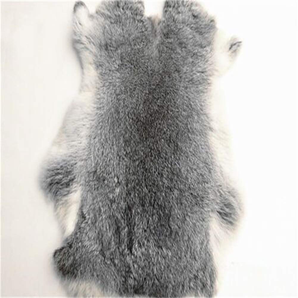 Natural Grey Rabbit Fur Pelt (10" by 14" with Sewing Quality Leather) - Soft Professionally Tanned 1PCS