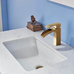 Altair Design Jackson 36" Carrara White Stone Countertop Single Vanity w/Mirror Royal Blue