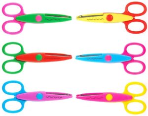 craft scissors decorative edge 6 colorful decorative paper edge scissor set, great for teachers, crafts, scrapbooking, safety plastic kids design decorative scissors ,craft scissors