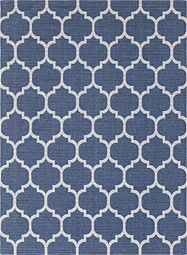 Rugs.com Georgia Collection Rug – 7' x 10' Navy Blue Flatweave Rug Perfect for Living Rooms, Large Dining Rooms, Open Floorplans