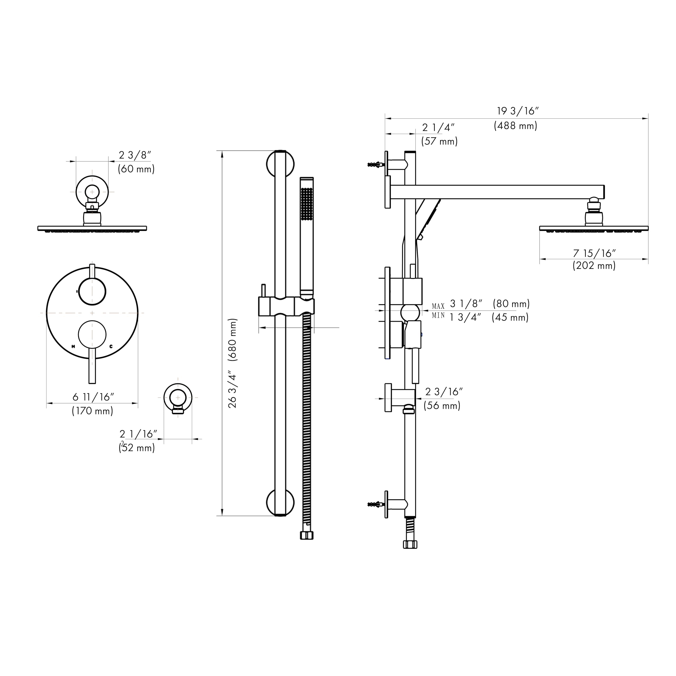 ZLINE El Dorado Shower System in Brushed Nickel (ELD-SHS-BN)